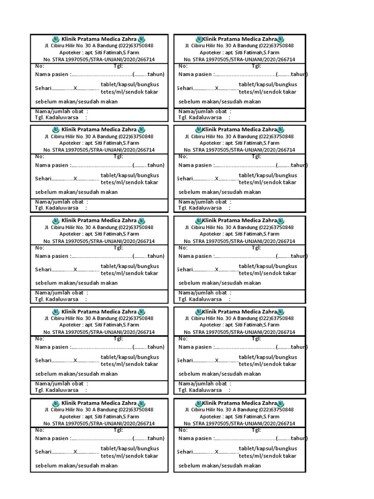Panduan Penulisan Etiket Obat Klinik | PDF | Pengembangan Diri | Gaya Hidup