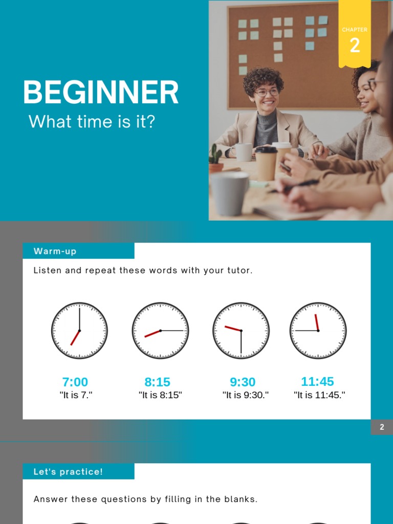 Chapter 2 Lesson 1 What Time Is It | PDF