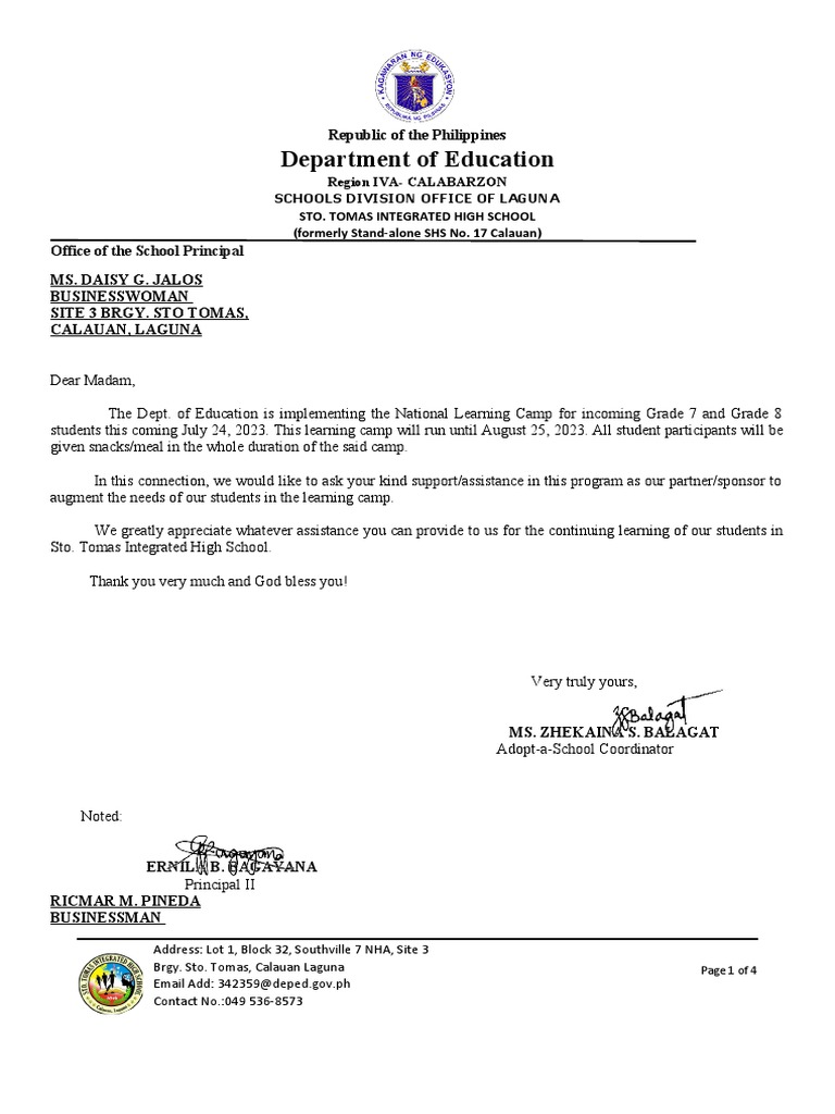 Solicitation Letter NLC MRS. NAYVE | PDF