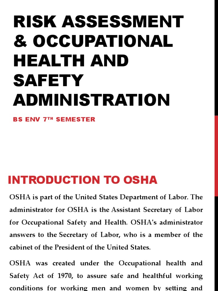 OSHA Overview for BS ENV Students | PDF | Occupational Safety And Health Administration ...
