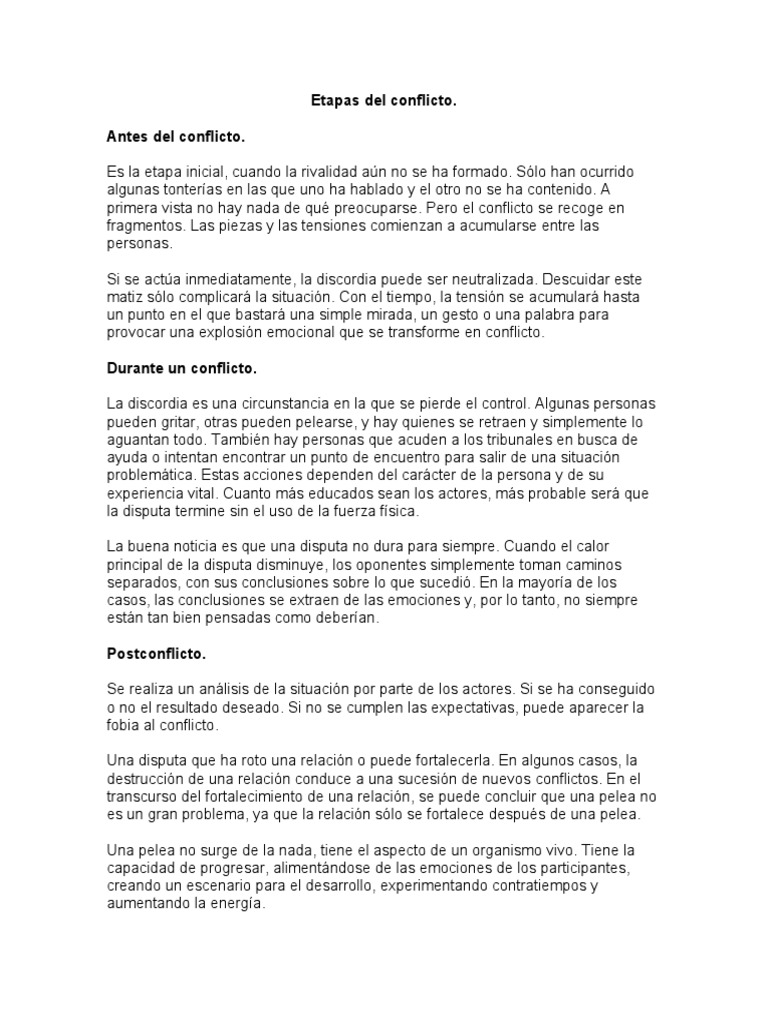 Etapas Del Conflicto | PDF | Las emociones | Negociación
