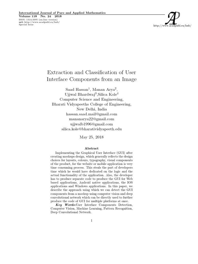 Extraction and Classification of User Interface Components From An Image | PDF | Computer ...