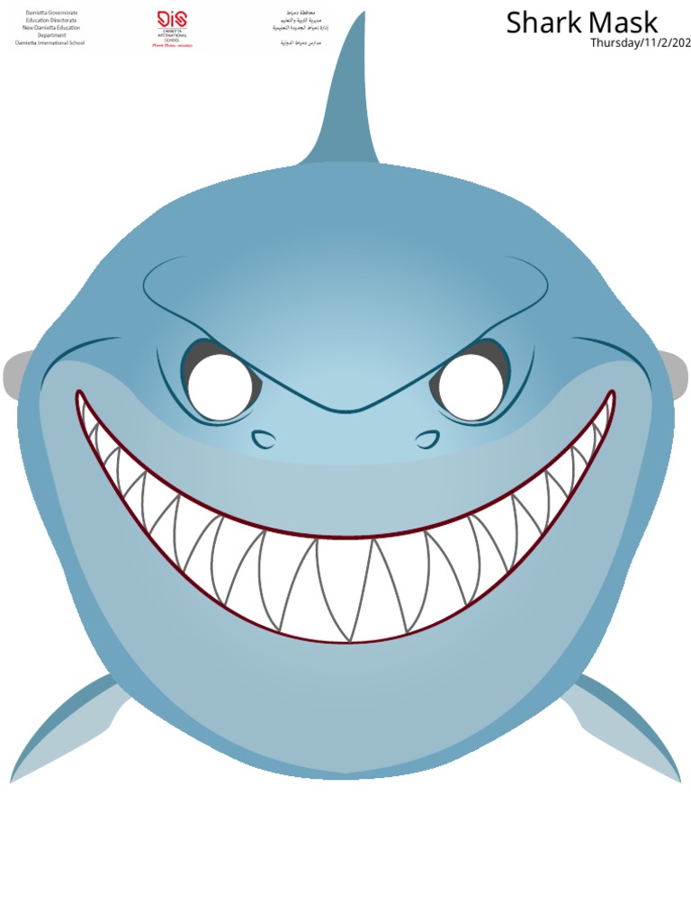 Shark Mask Colored Template Paper Craft | PDF