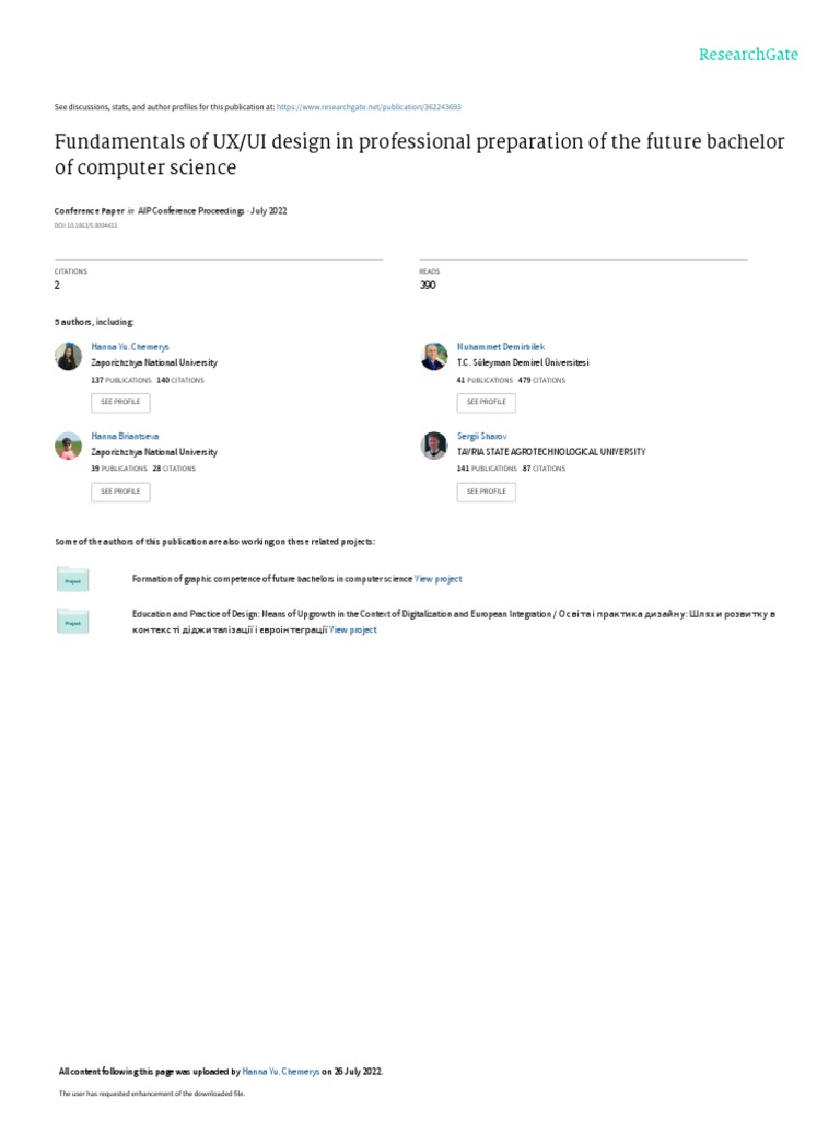 Fundamentals of UX/UI Design in Professional Preparation of The Future Bachelor of Computer ...