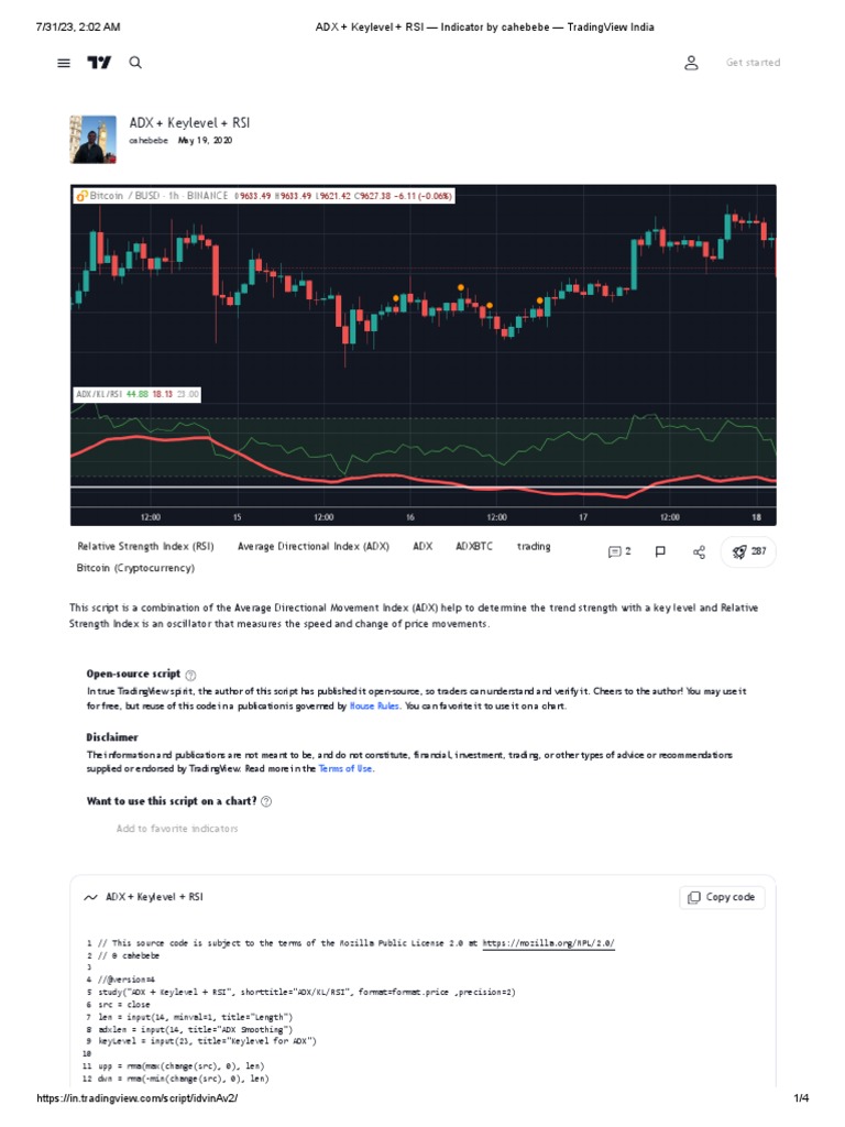 ADX + Keylevel + RSI - Indicator by Cahebebe - TradingView India | PDF | Investing | Financial ...