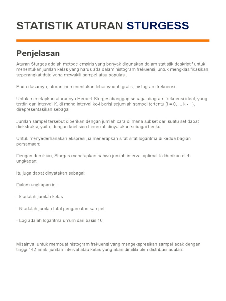Aturan Sturges untuk Histogram | PDF | Metode & Bahan Ajar