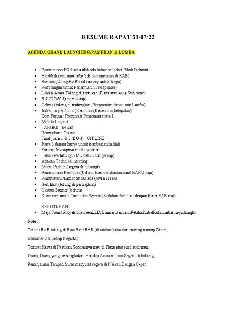 Resume Rapat 31 | PDF