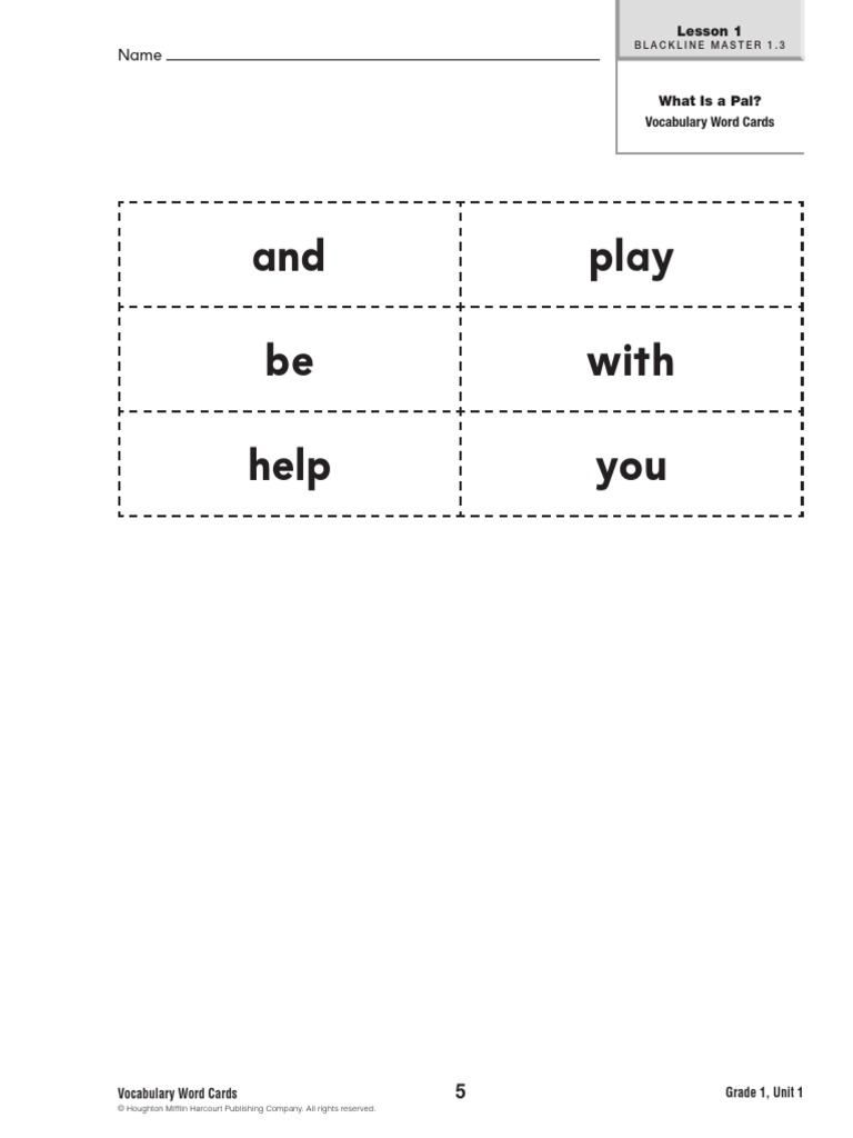 And Play Be With Help You: Vocabulary Word Cards Grade 1, Unit 1 | PDF