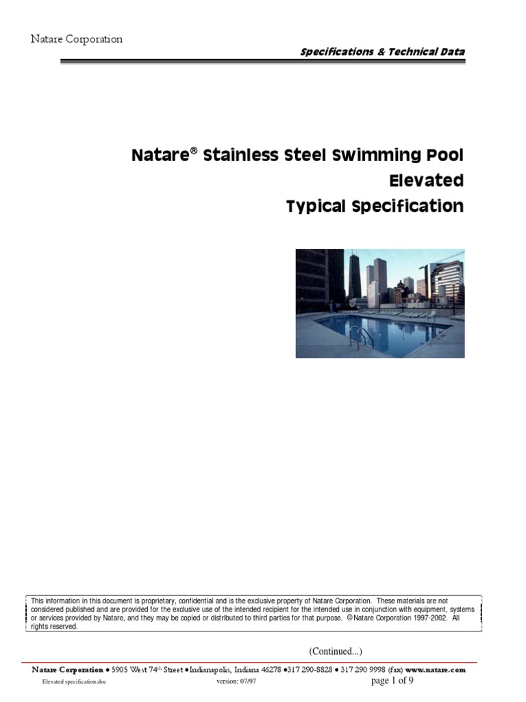 Elevated Pool Specifications | PDF | Specification (Technical Standard ...