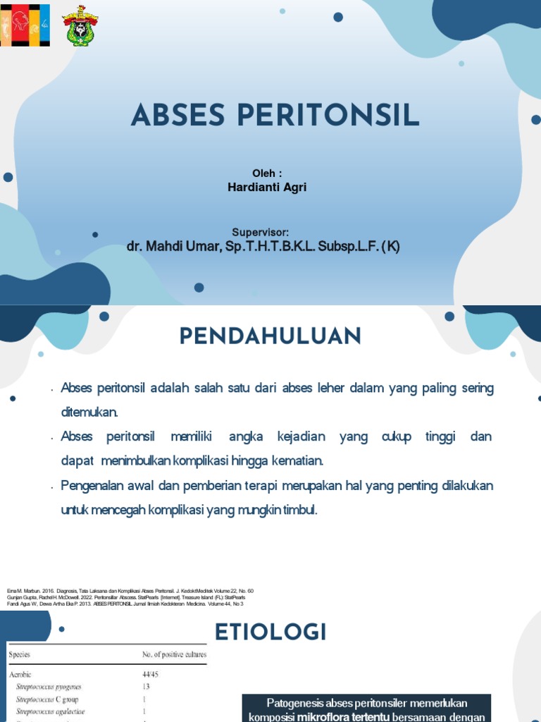 Slide Laporan Kasus Abses Peritonsil Hardianti Agr - 230615 - 182919 | PDF