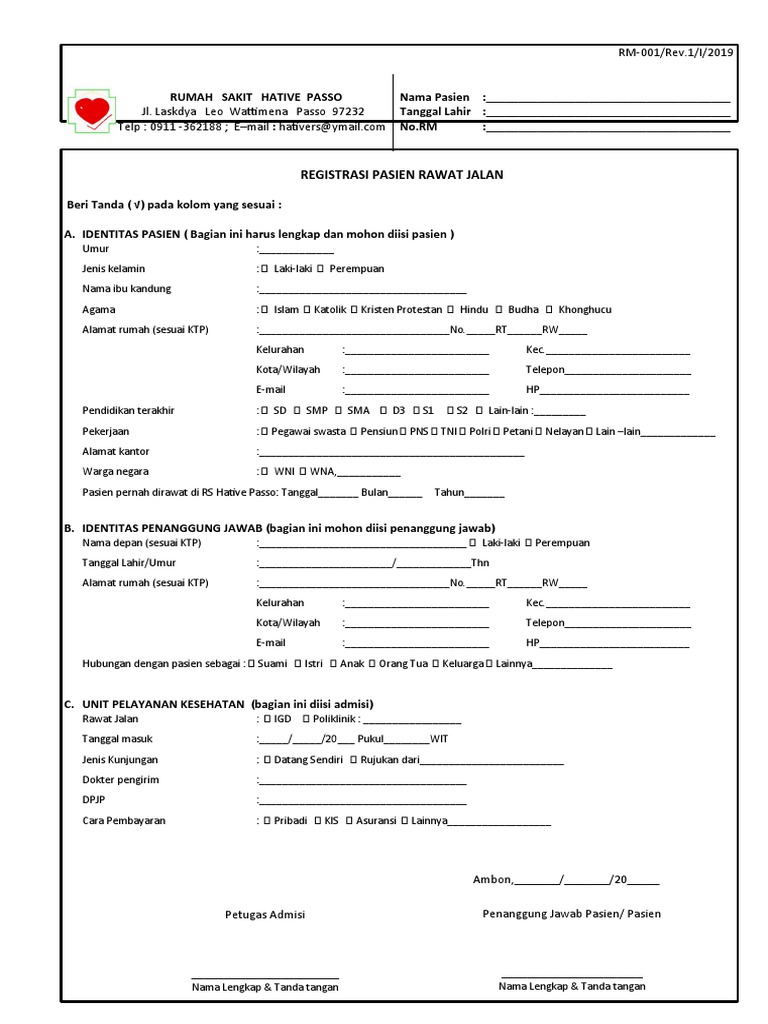 RM-001 Registrasi Pasien Rawat Jalan | PDF | Pengelolaan Keuangan & Uang