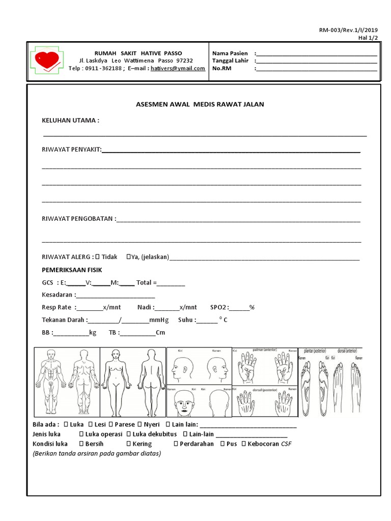 RM-003 Asesmen Awal Medis RAJAL Hal 1 | PDF | Pengelolaan Keuangan & Uang