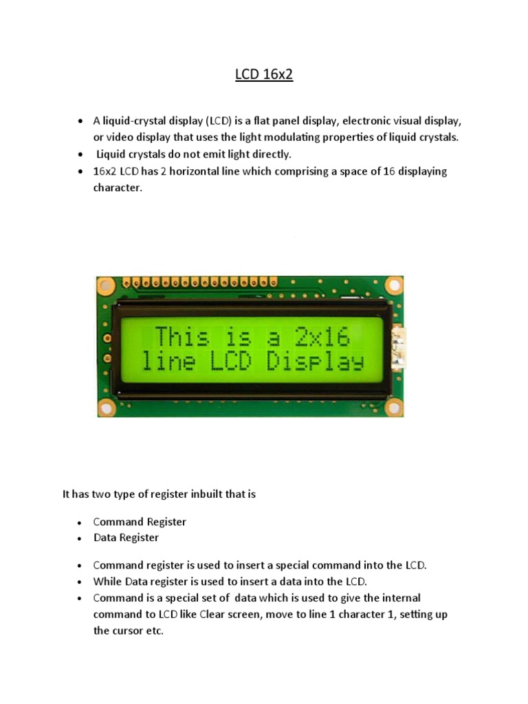 16x2 LCD | PDF | Liquid Crystal Display | Film And Video Technology