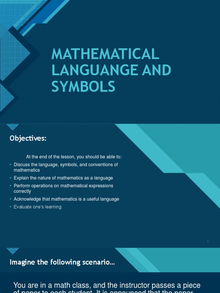 GE 4 - Lesson 2 (Mathematical Language and Symbols) | PDF