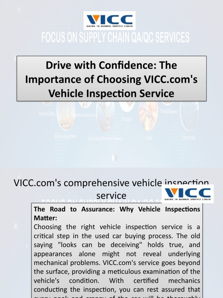 Drive With Confidence the Importance of Choosing VICC.com's Vehicle Inspection Service | PDF