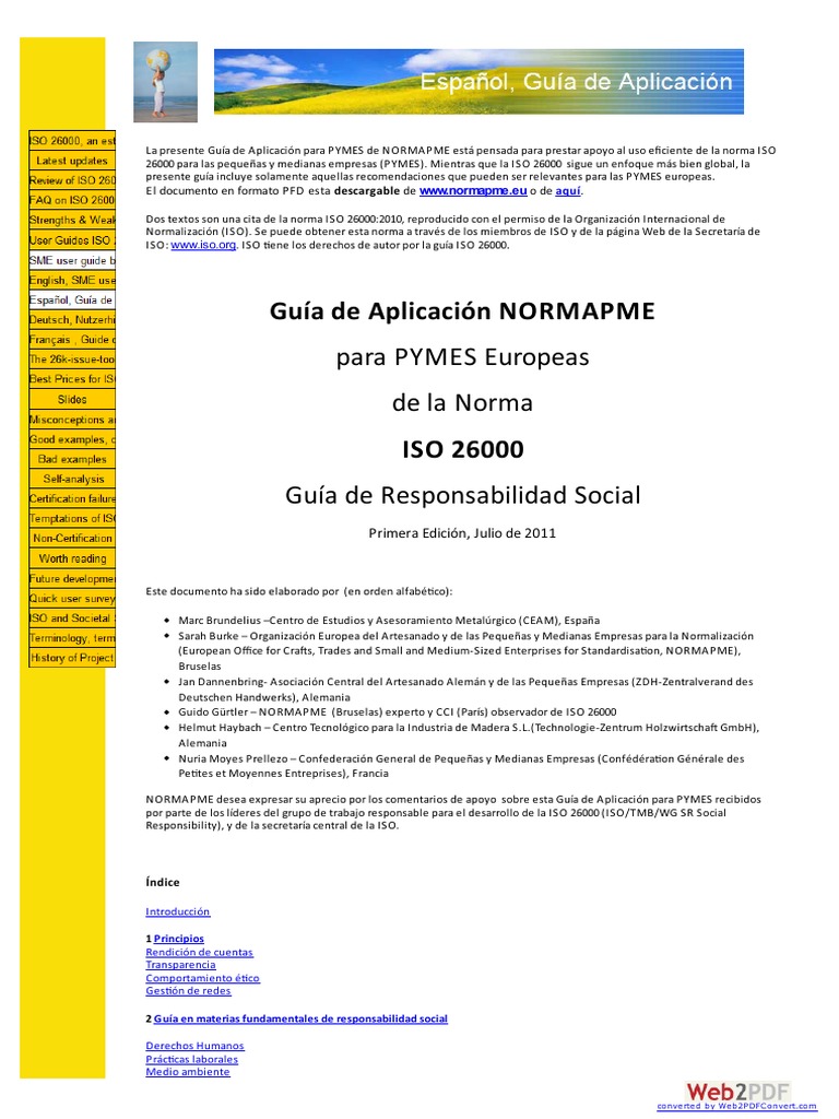Guía ISO 26000 para PYMES Europeas | PDF