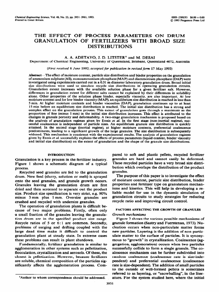 Size Distripution Drum Granulation | PDF