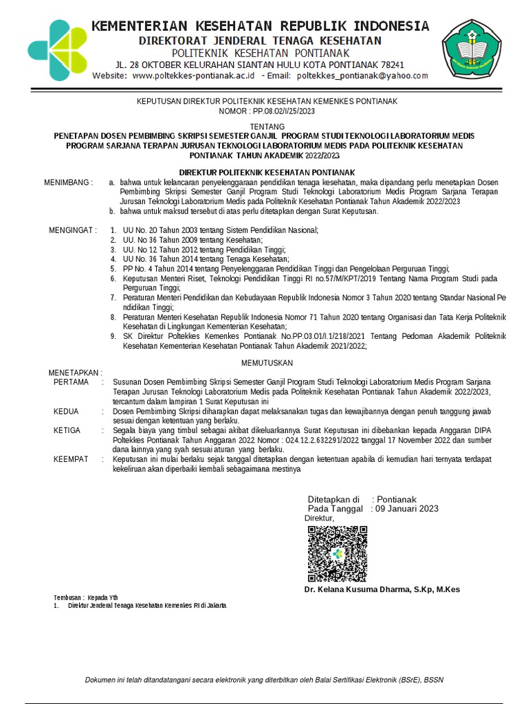 SK Pembimbing Skripsi 20221 | PDF
