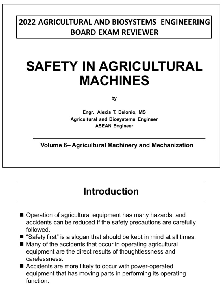 AMM - Chap 12 - Safety of Agricultural Machines | PDF