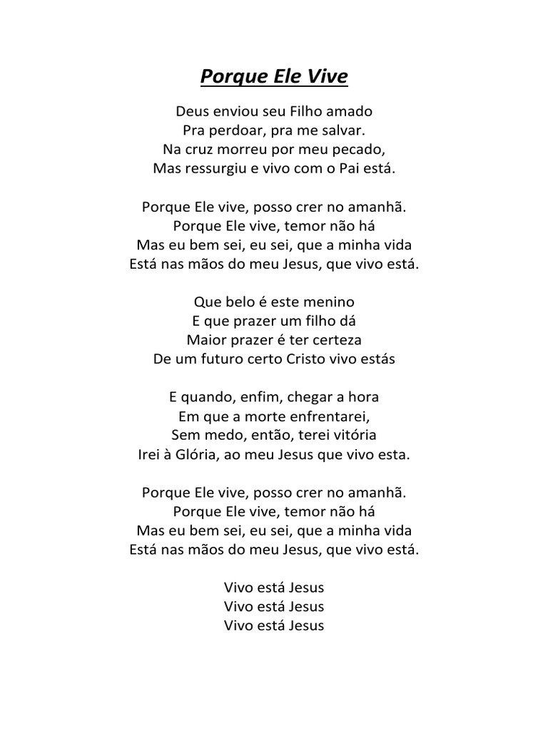 Porque Ele Vive Letra | PDF