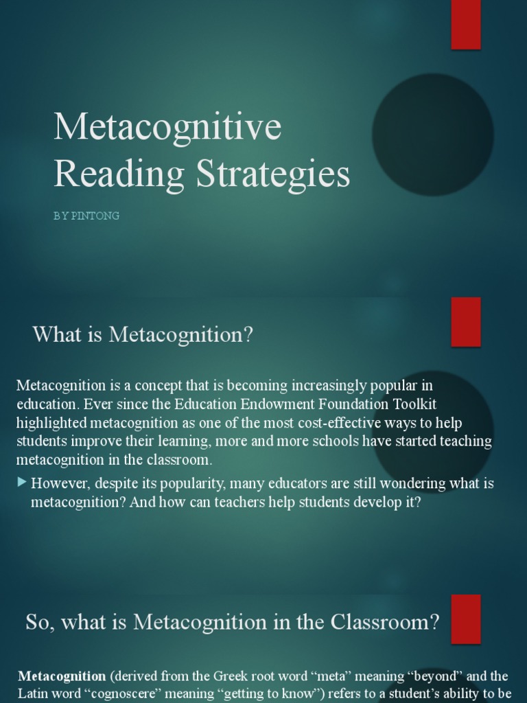 Metacognitive Reading Strategies (RW 3) | PDF | Metacognition | Behavioural Sciences