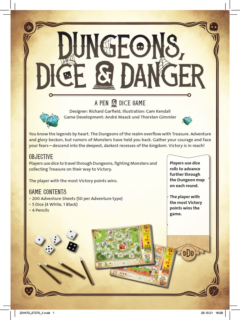 Dungeons Dice and Danger Instructions | PDF