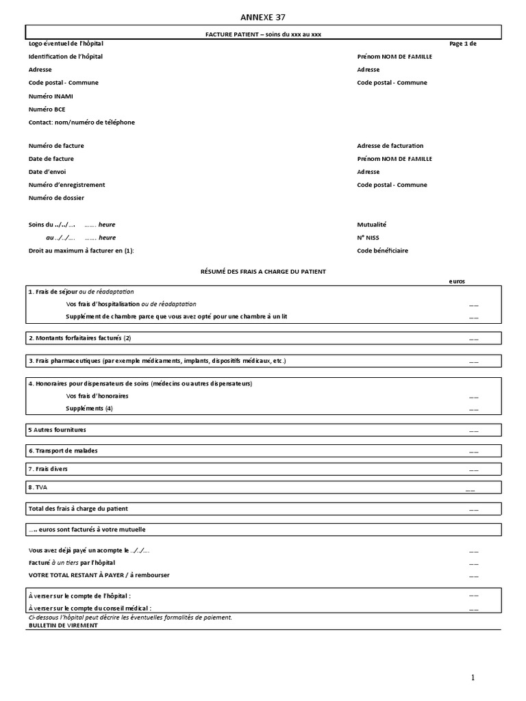 Facture d'Hôpital : Détails et Paiement | PDF | Hôpital | Taxe sur la ...