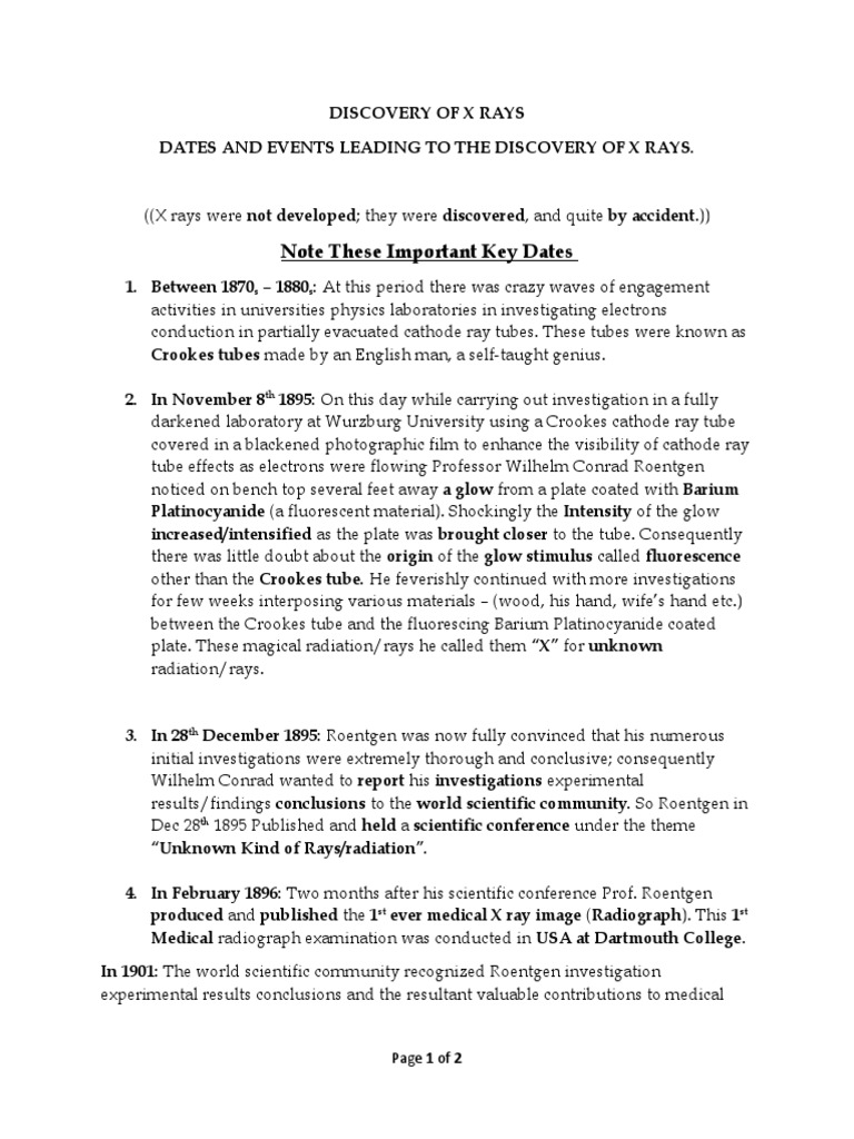 X-Rays Discovery - Story Sess 3 | PDF | X Ray | Radiography