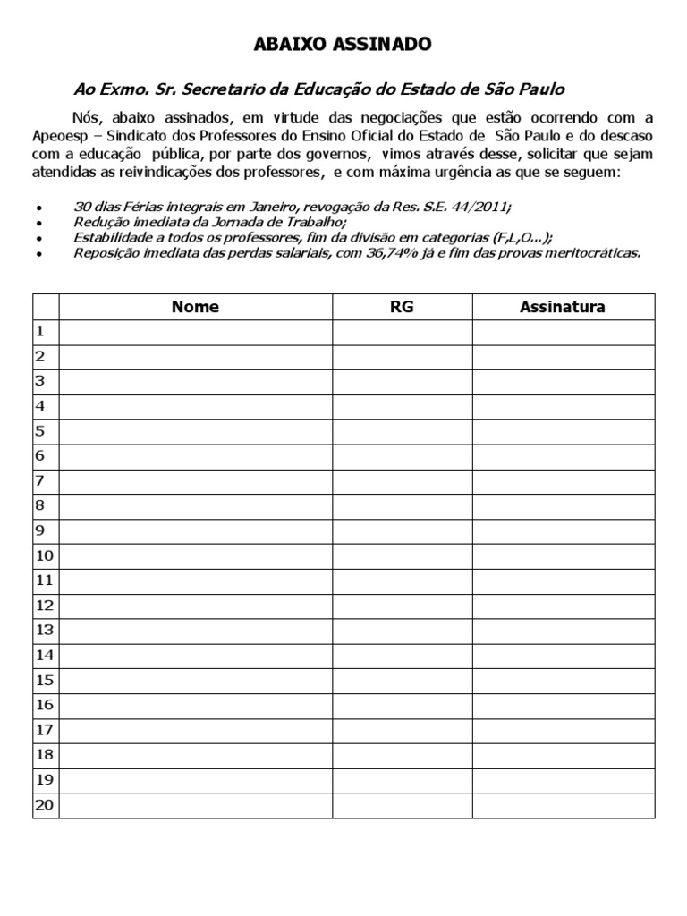 Abaixo Assinado | PDF