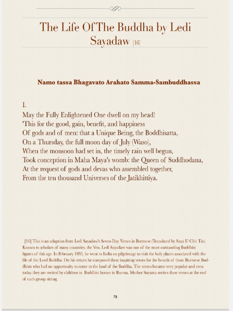 Life of Buddha - The 7 Day Verses | PDF