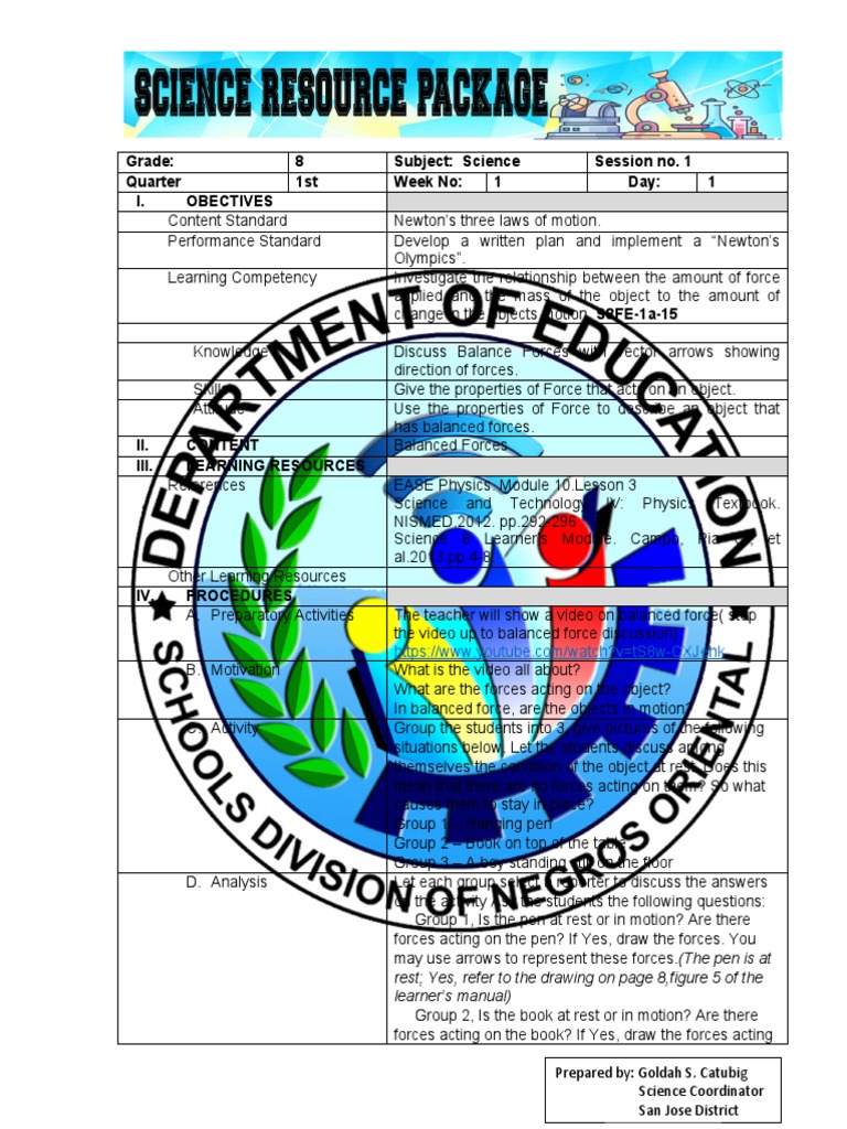 Daily Lesson Plan G8 Q1 WK 1 D1 | PDF