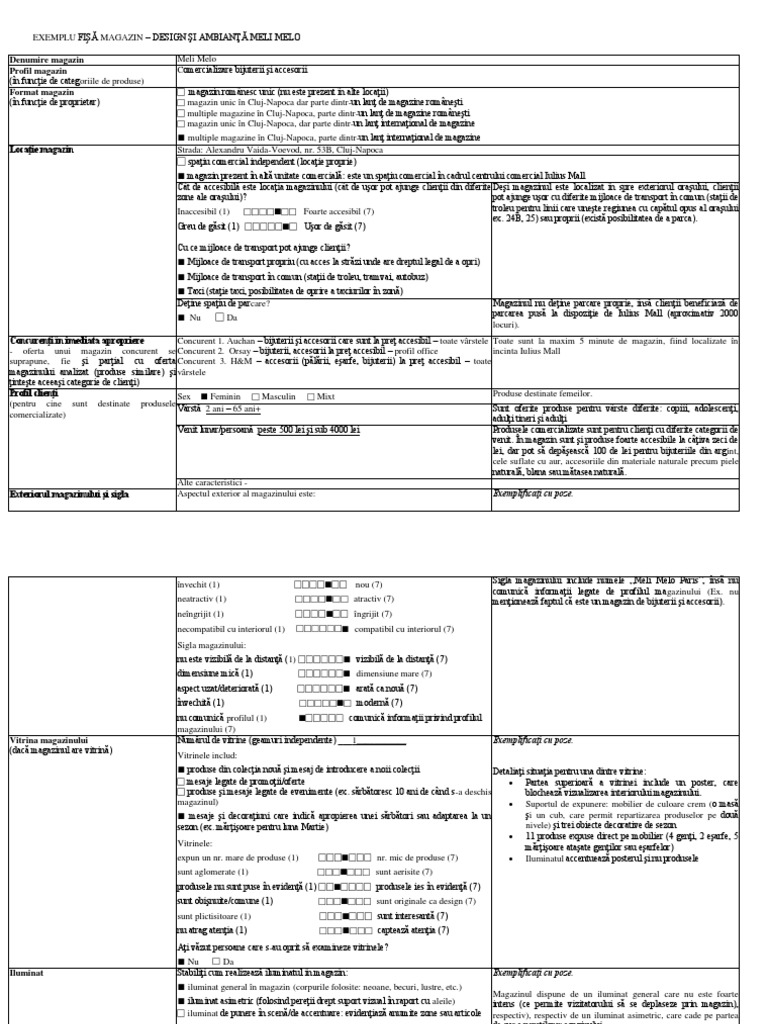 Merchandising - Fisa Magazin - Exemplu | PDF