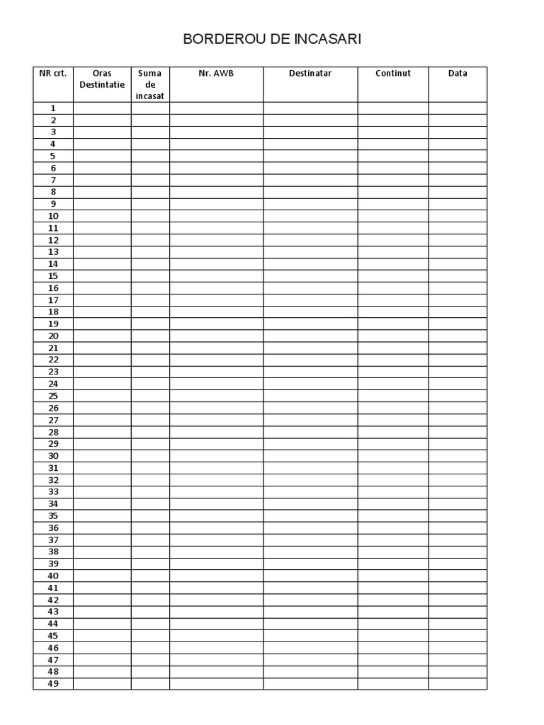 Borderou de Incasari | PDF