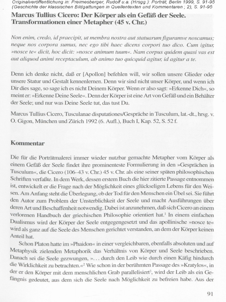 Baader Marcus Tullius Cicero Der Koerper Als Gefaess 1999 | PDF