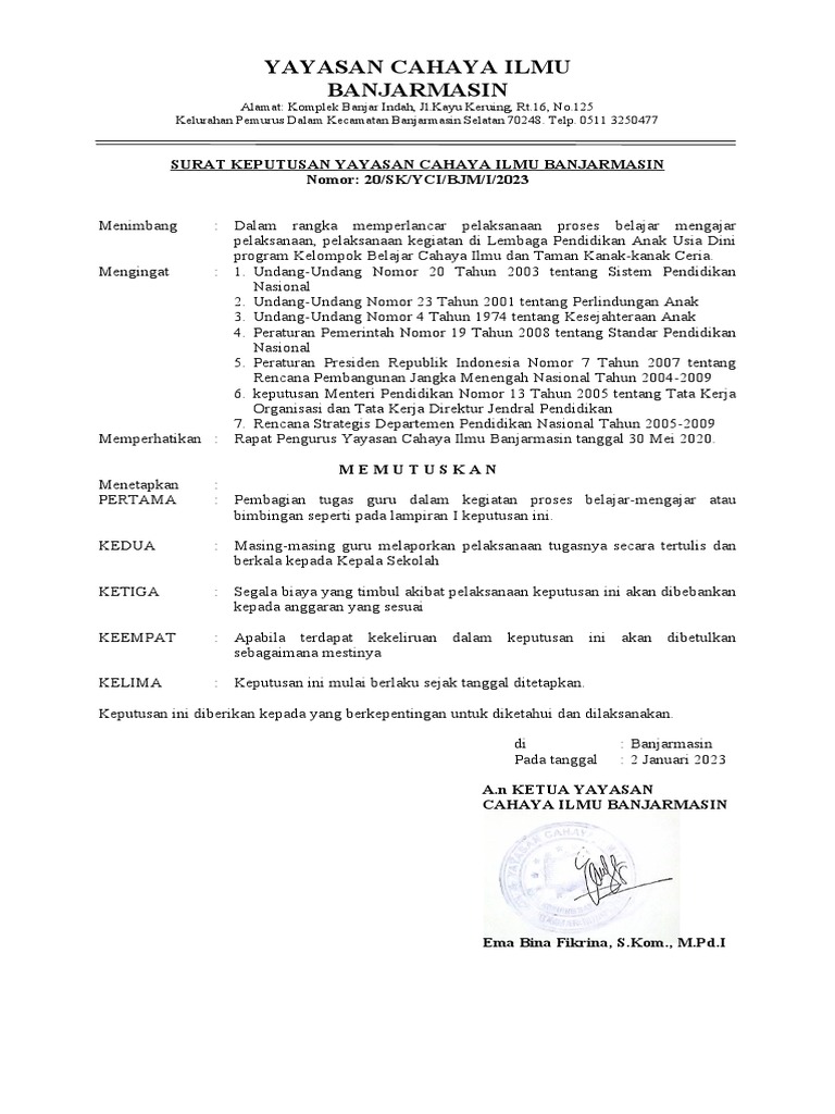 SK Pembagian Tugas Genap 2022-2023 | PDF