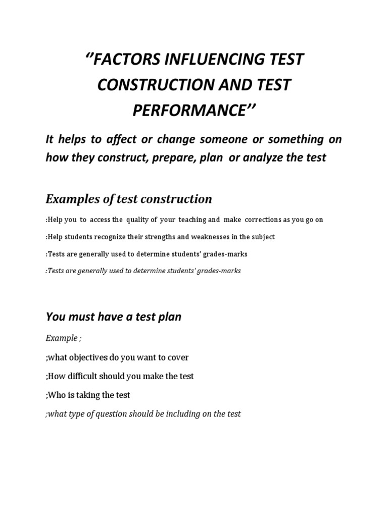 Factors Influencing Test Construction | PDF | Career & Growth