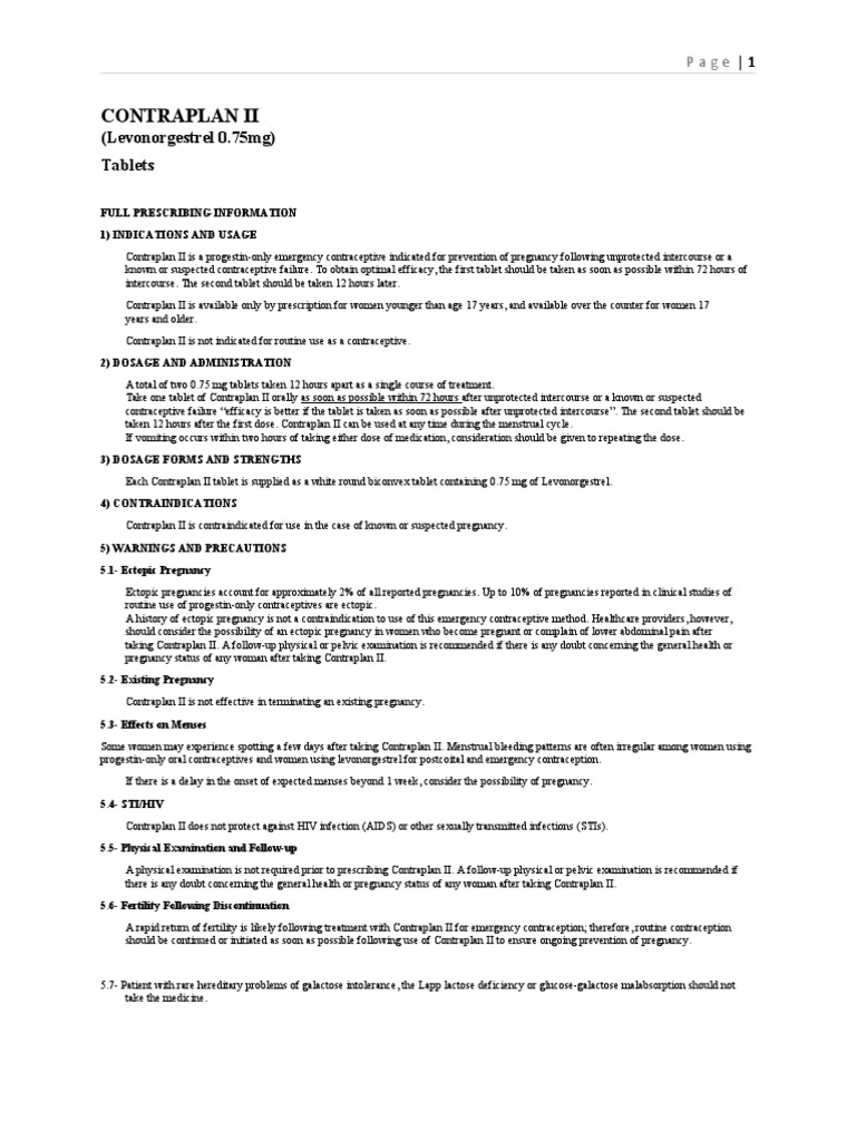 Contraplan II (English Leaflet FINAL-revised | PDF | Birth Control ...