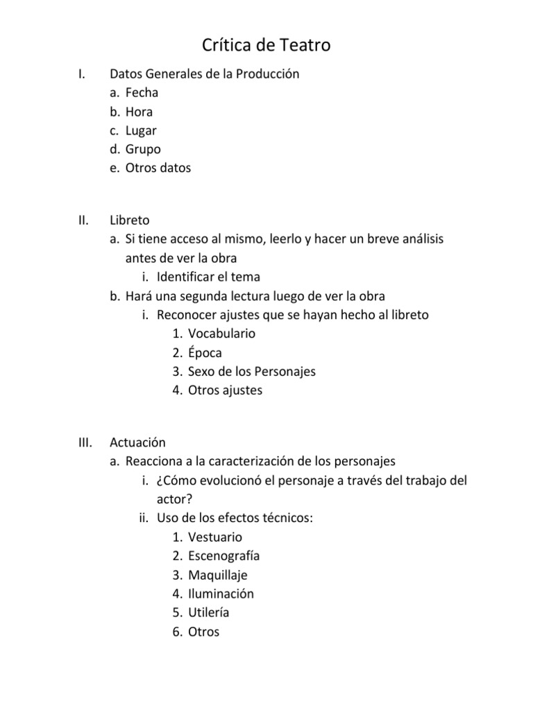 Crítica o Reseña Teatral | PDF