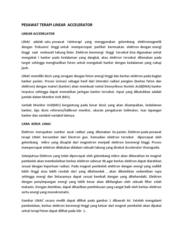 Pesawat Terapi Linear Accelerator | PDF
