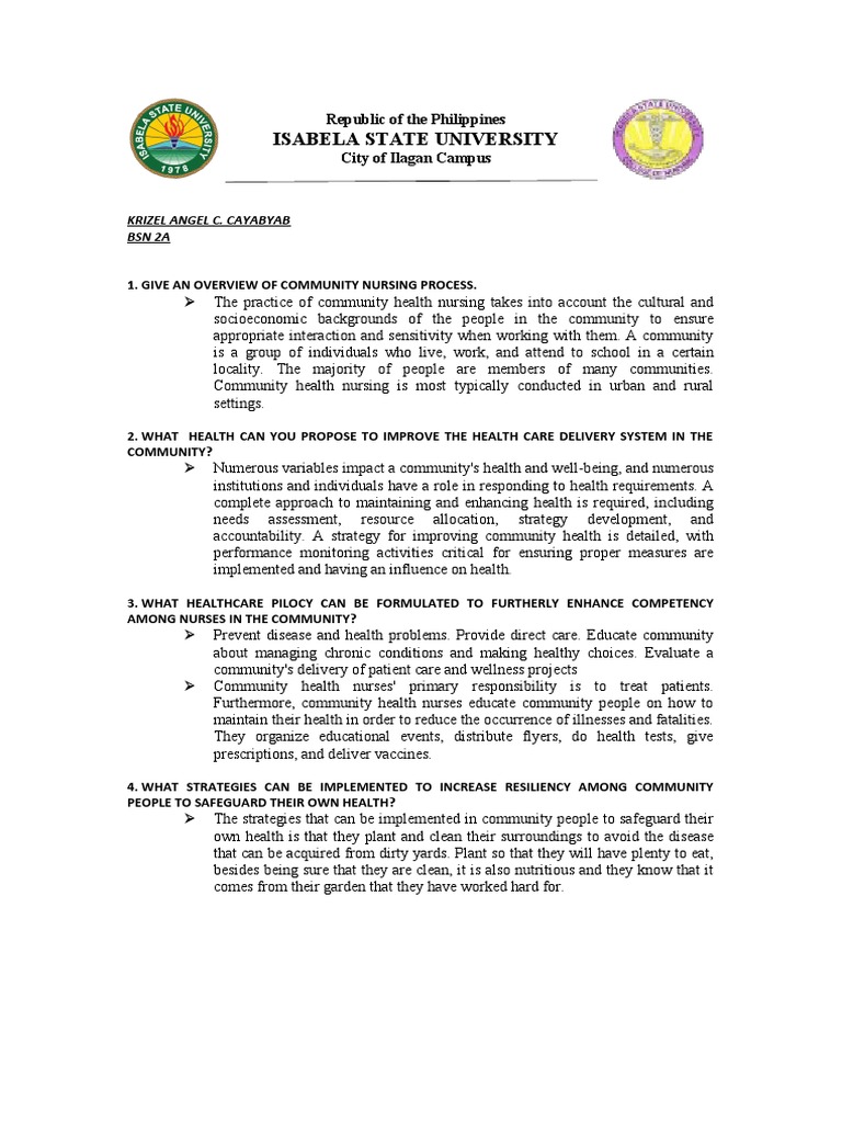 Isabela State University: Krizel Angel C. Cayabyab BSN 2A | PDF | Nursing | Health Sciences
