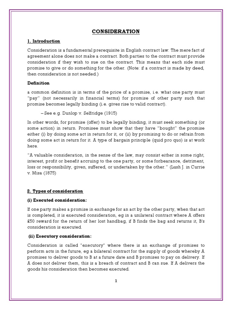 Consideration Uk | PDF
