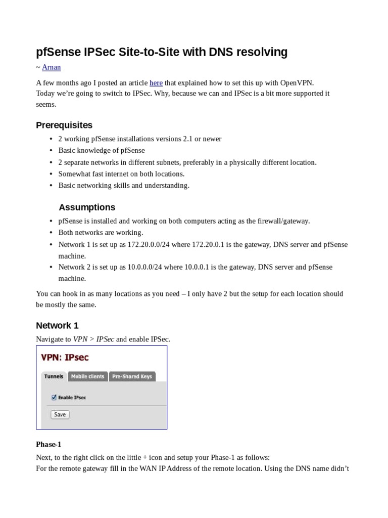 Pfsense Con Ipsec y Resuelve Dns | PDF
