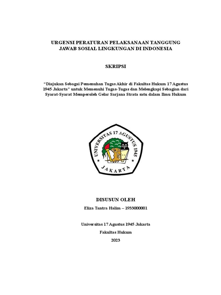 Final - Urgensi Peraturan Pelaksanaan Tanggung Jawab Sosial Lingkungan Di Indonesia (Repaired) | PDF