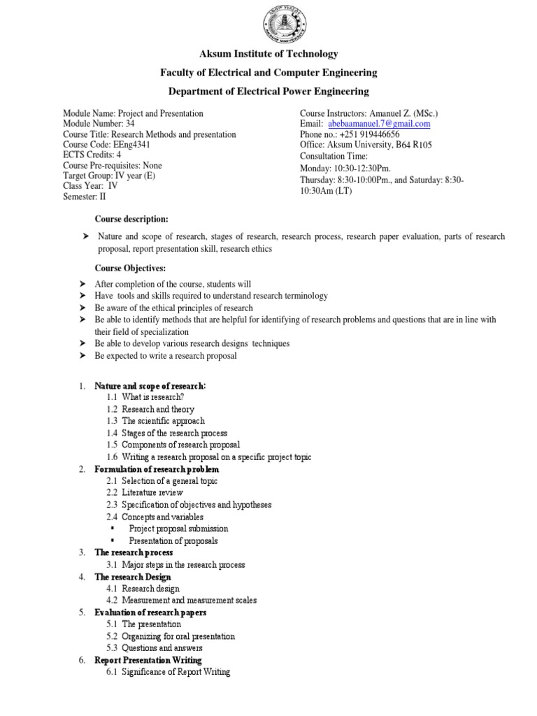 Research Method Course Outline | Download Free PDF | Scientific Method ...