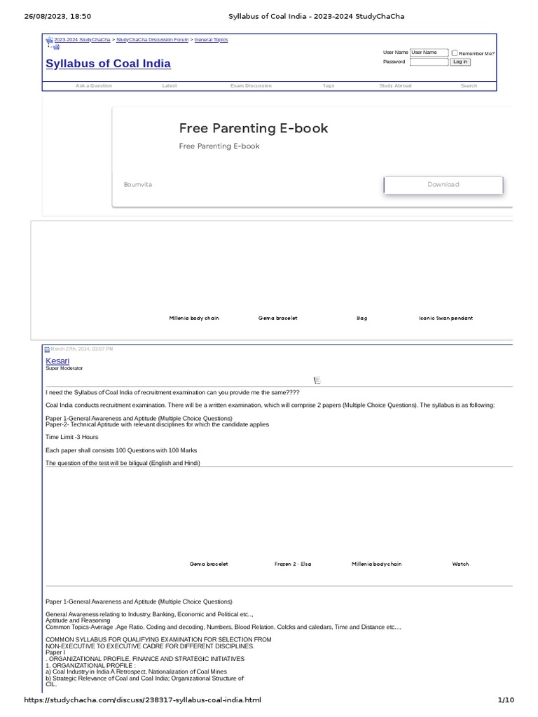 Syllabus of Coal India - 2023-2024 StudyChaCha | PDF