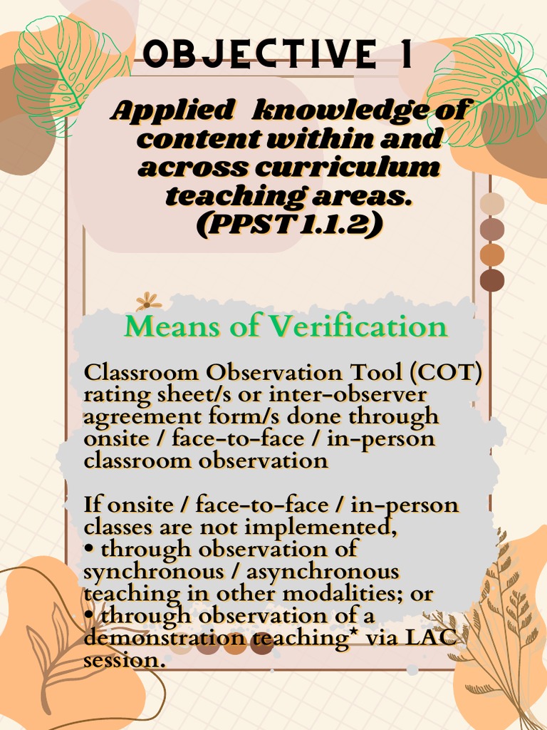 Classroom Observation Tool (COT) rating sheets or inter-observer ...
