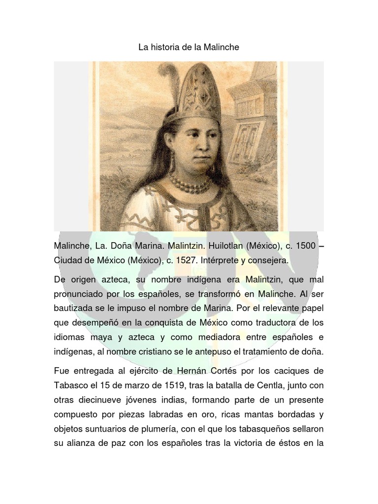 Biografía de La Malinche: Su Historia | PDF | Hernán Cortés | America ...