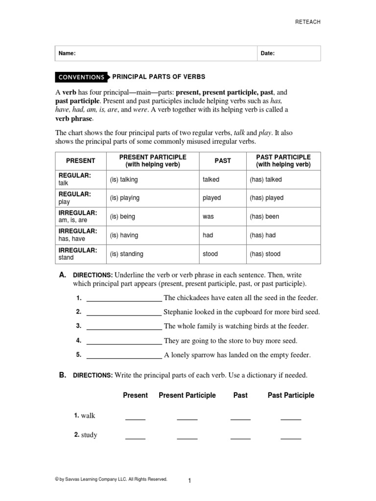 Principal Parts of Verbs | PDF