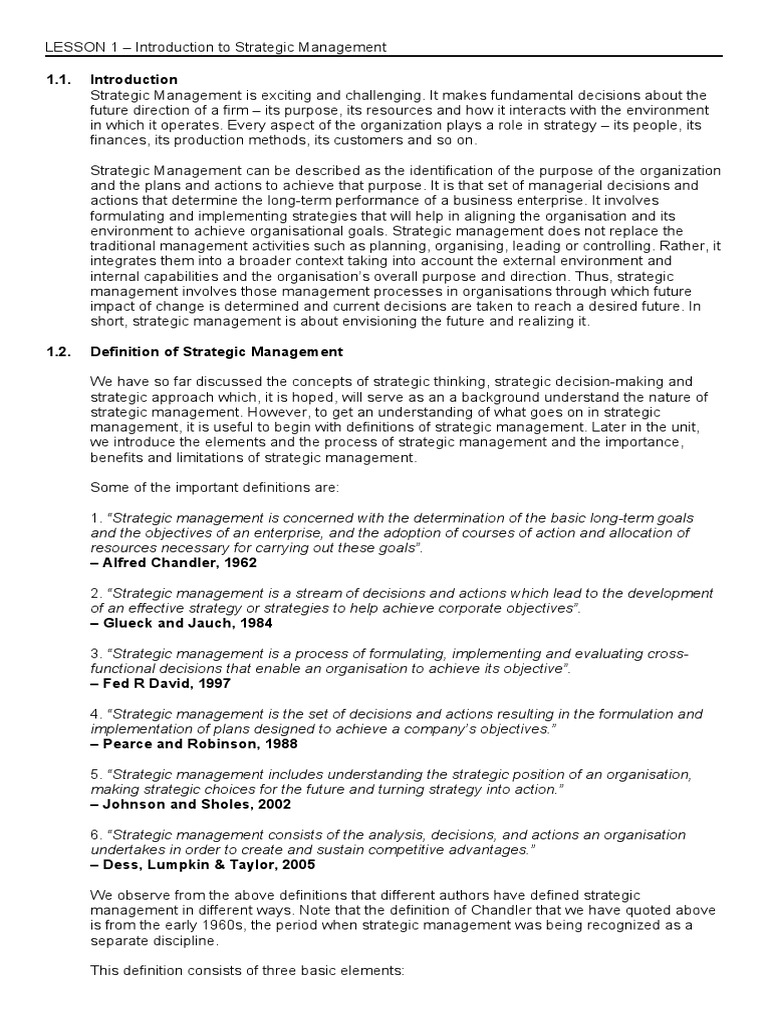 Lesson 1 | PDF | Strategic Management | Strategic Planning