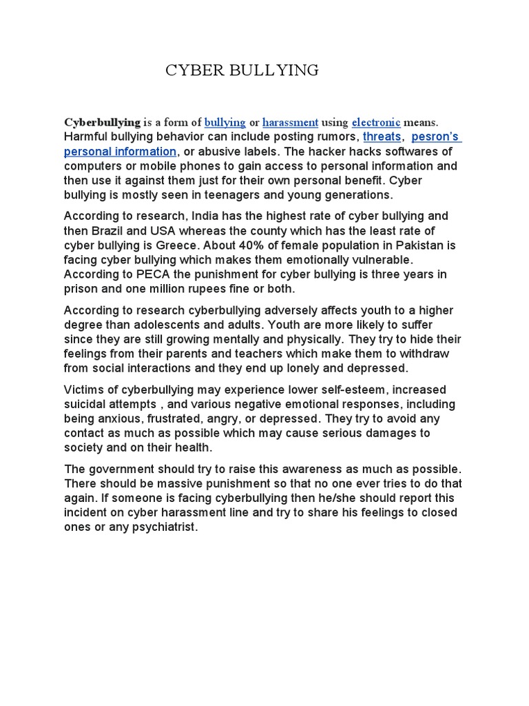 Understanding Cyberbullying Effects and Solutions | PDF